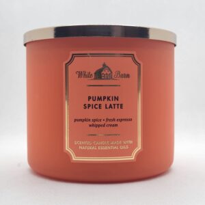 bath & body works, white barn 3-wick candle w/essential oils - 14.5 oz - new core scents! (pumpkin spice latte)