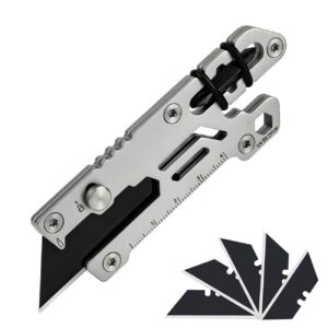 utility knife/box cutter multi-tool card with extra 5 long life black blades