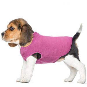 fuamey dog fleece vest,warm sweatshirt puppy stretchy sweater pullover dog turtleneck coat dog winter jacket with leash hole, dachshund sweaters yorkie clothes for small medium large dogs pink xs