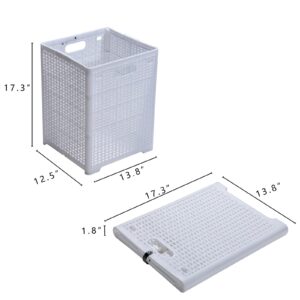 Eslite 42L Collapsible Plastic Laundry Baskets,Foldable Laundry Hamper,Pack of 2 (White)