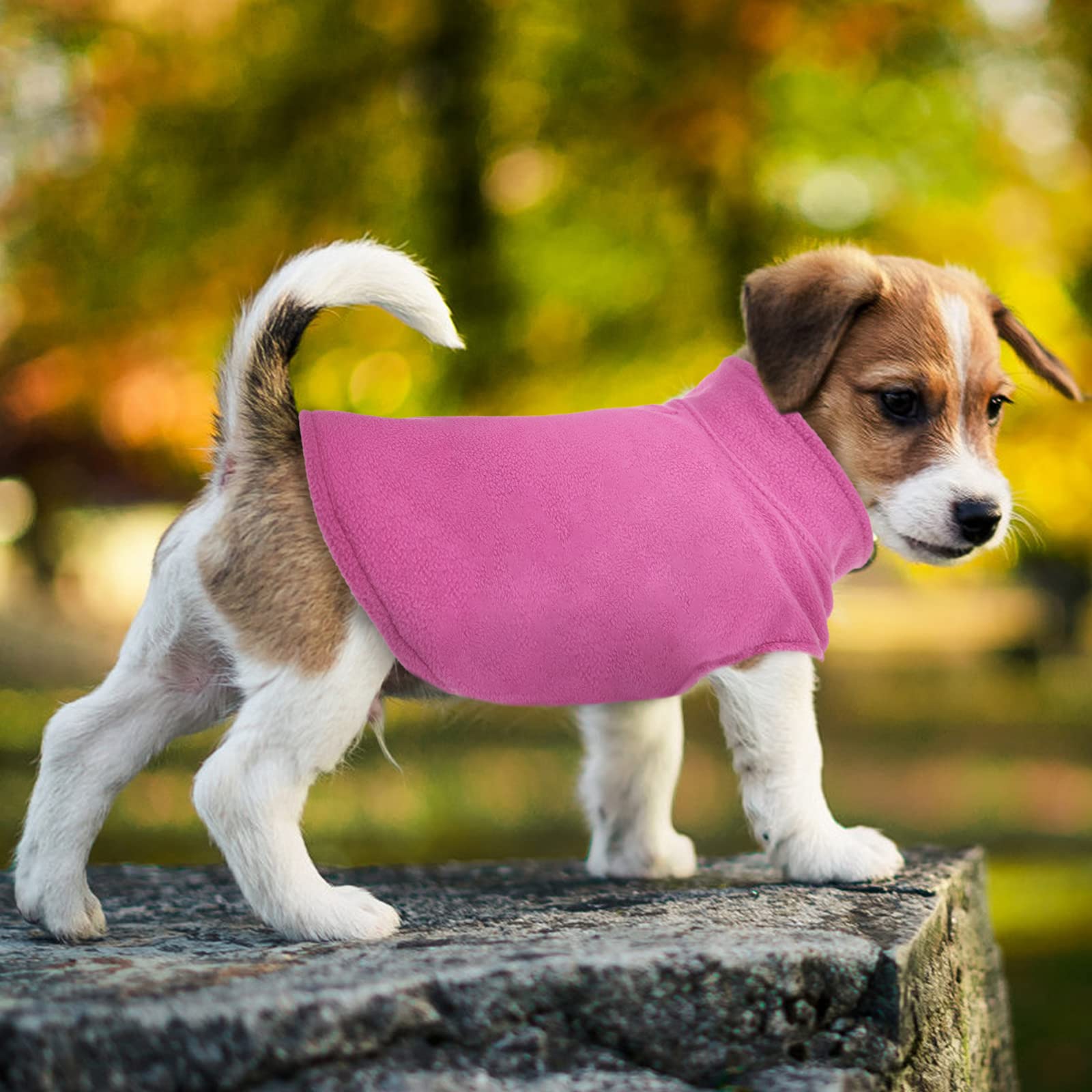 FUAMEY Dog Fleece Vest,Warm Sweatshirt Puppy Stretchy Sweater Pullover Dog Turtleneck Coat Dog Winter Jacket with Leash Hole, Dachshund Sweaters Yorkie Clothes for Small Medium Large Dogs Pink XS