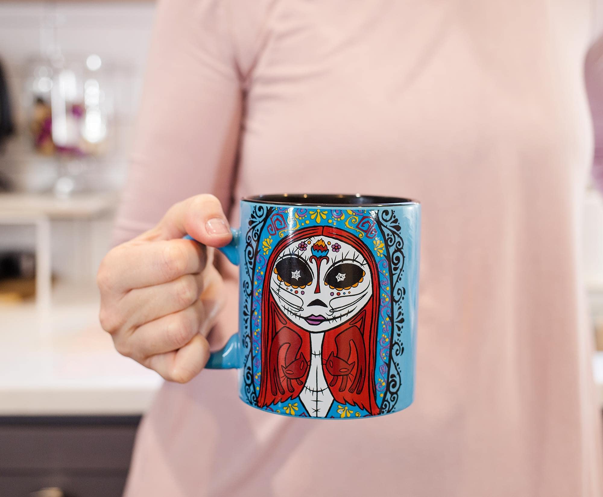 The Nightmare Before Christmas Jack and Sally Day of the Dead Ceramic Coffee Mug | Official Disney Kitchen Accessories | Oversized Cup For Home Kitchen, Holiday Drinkware | Holds 20 Ounces