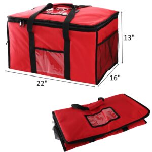 ZOOFOX Insulated Food Delivery Bag, XXXL Premium Commercial Catering Thermal Bag for Cold and Hot Food Transport, 22" x 16" x13" Insulated Cooler Bag for Grocery, Car, Picnic, Beach, Camping