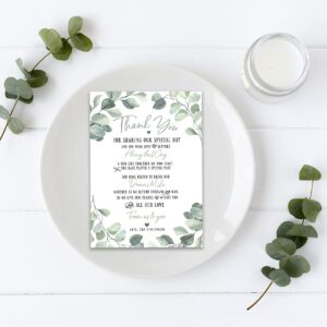 Your Main Event Prints 50 Eucalyptus Wedding Thank You Place Setting Cards - Perfect for Adding to Table Centerpieces and Wedding Decorations for Receptions - Pack of 50 Cards