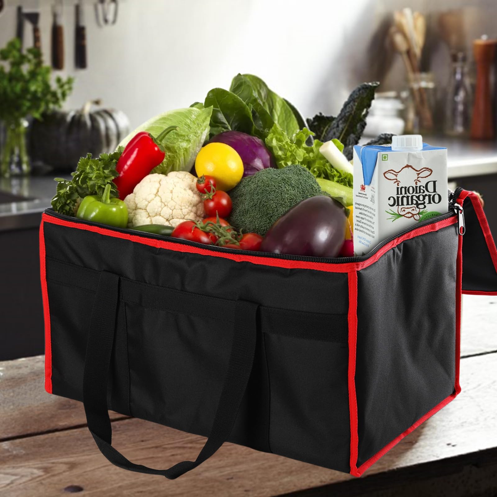 ZOOFOX Insulated Food Delivery Bag, 22" x 13" x 12" Large Waterproof Catering Supply Bag, Reusable Food Warmer Bag for Commercial Catering Transportation, Restaurant, Delivery Drivers