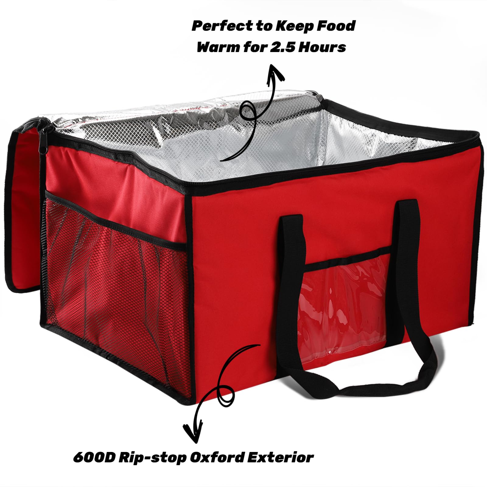 ZOOFOX Insulated Food Delivery Bag, XXXL Premium Commercial Catering Thermal Bag for Cold and Hot Food Transport, 22" x 16" x13" Insulated Cooler Bag for Grocery, Car, Picnic, Beach, Camping