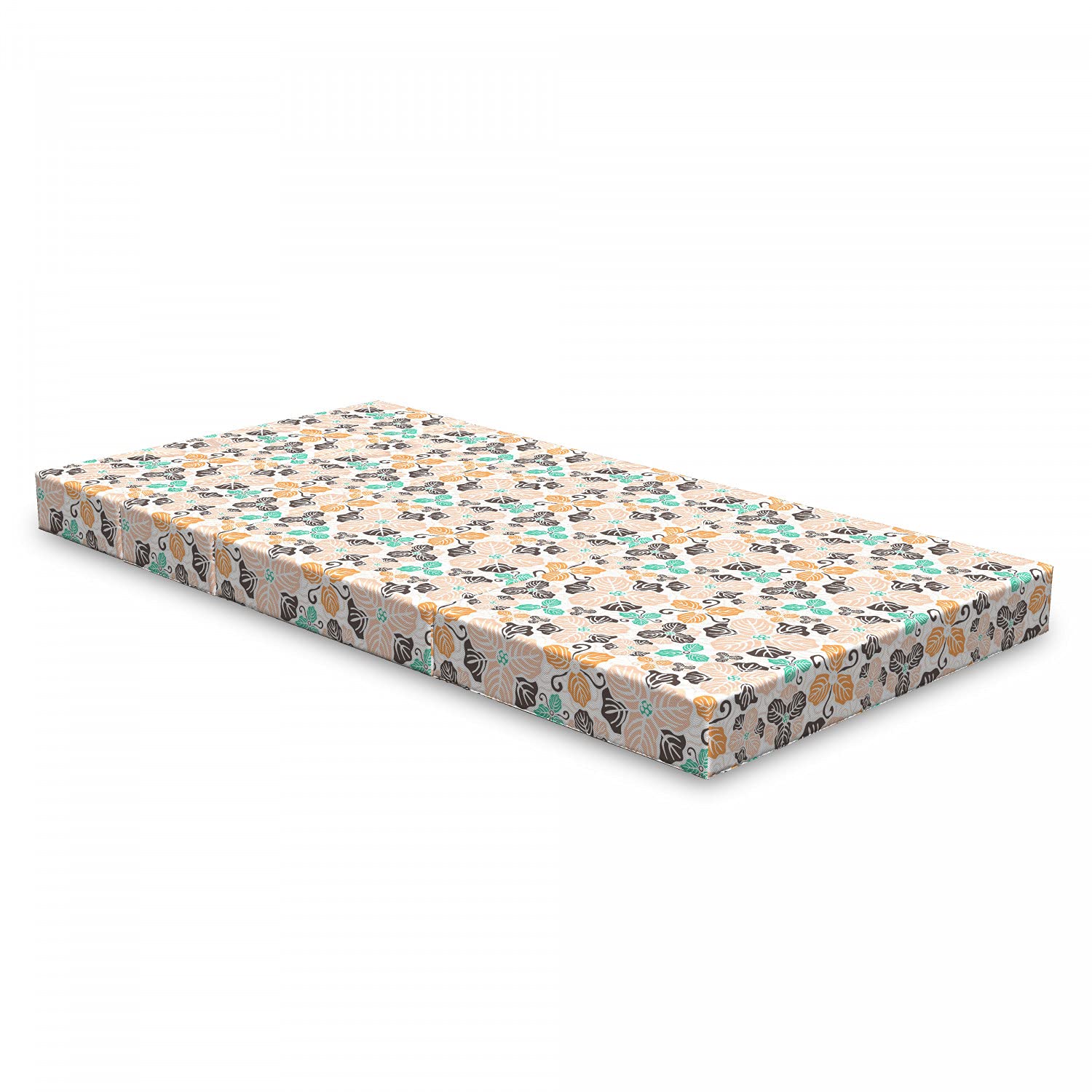 Ambesonne Floral Foldable Mattress, Spring Garden Cartoon Petals, 74.8" x 39.4", Multicolor