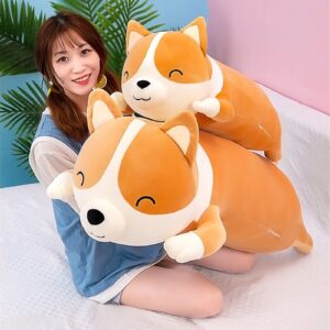 SNOWOLF Shiba Inu Plush Pillow Stuffed Animal Dog 47.2inch Cute Corgi Akita Soft Plush Toy Comfort Cushion Gifts for Girls Boys (Orange, 120cm/47.2inch)