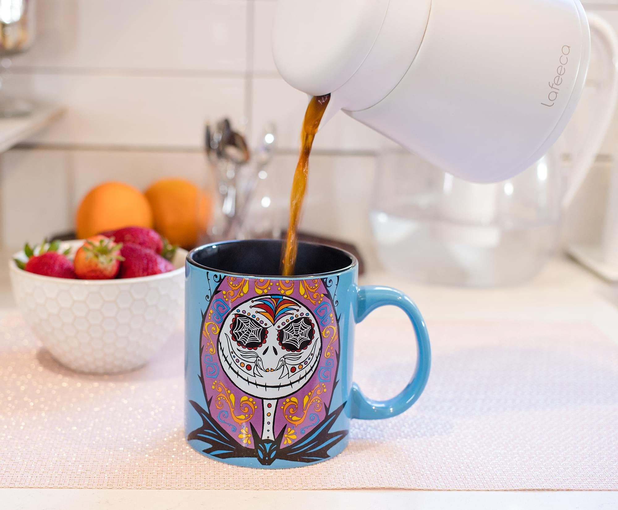 The Nightmare Before Christmas Jack and Sally Day of the Dead Ceramic Coffee Mug | Official Disney Kitchen Accessories | Oversized Cup For Home Kitchen, Holiday Drinkware | Holds 20 Ounces