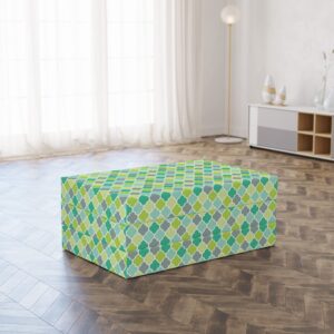 Ambesonne Teal Foldable Mattress, Vibrant Trellis Quatrefoil, 74.8" x 39.4", Multicolor