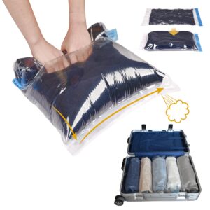 12 roll up space saver bags for travel, travel compression bags for packing & clothes, no pump or vacuum needed