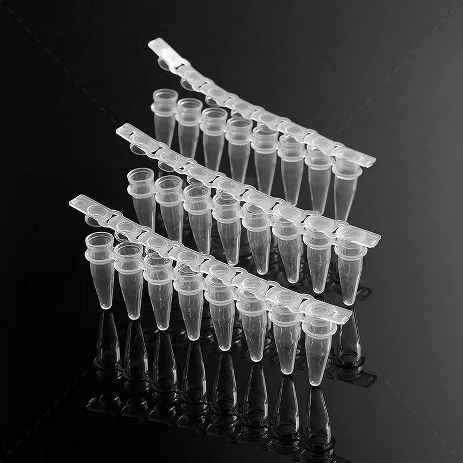 PCR Tubes - PCR 0.2ml Thin Wall with Flat Cap, Strip of 8 Tubes,DNase/RNase Free,Pack of 125(Cap Included)