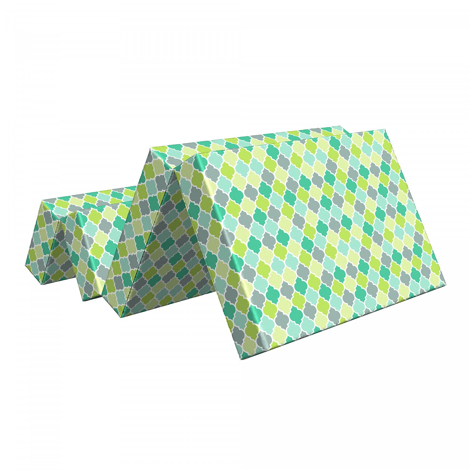 Ambesonne Teal Foldable Mattress, Vibrant Trellis Quatrefoil, 74.8" x 39.4", Multicolor