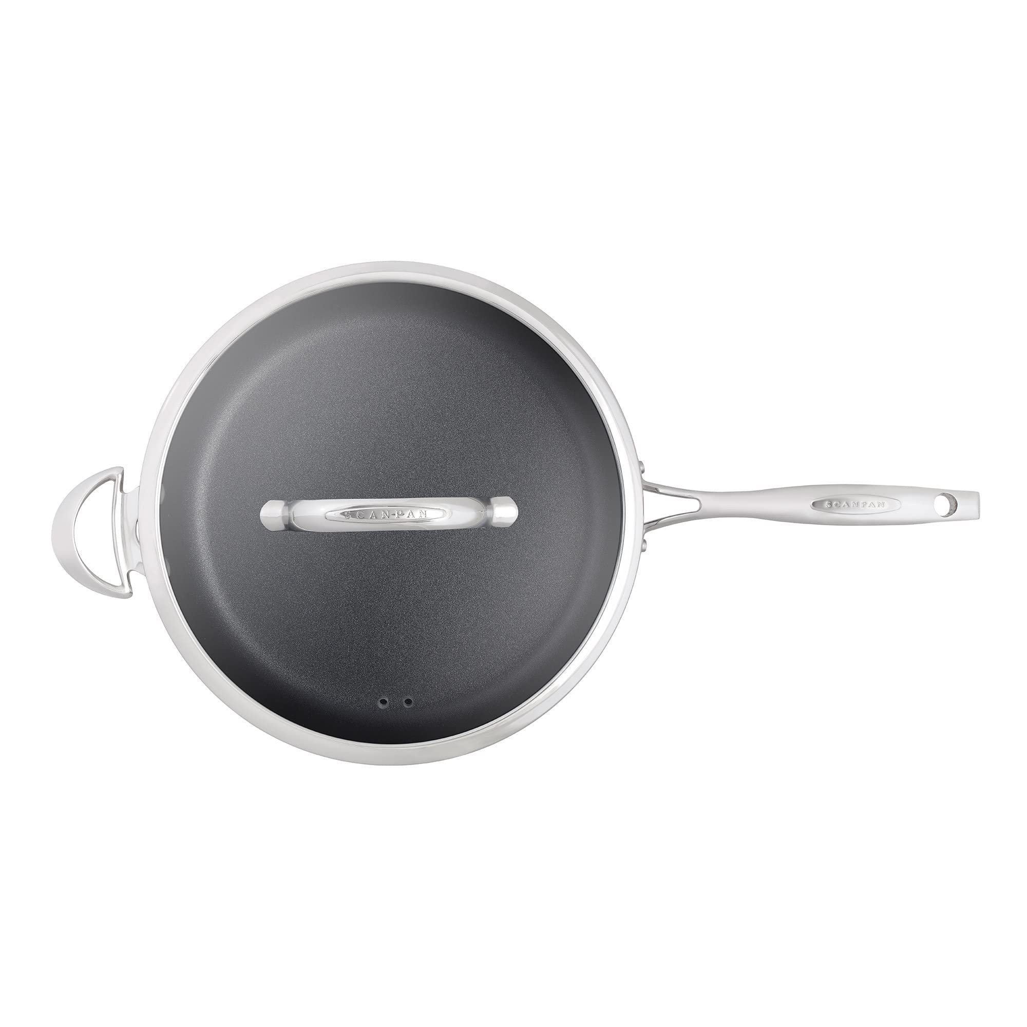 Scanpan HaptIQ 5.25qt/12.5in Nonstick Induction Suitable Cov. Saute Pan, Mirror Polished Stainless Exterior