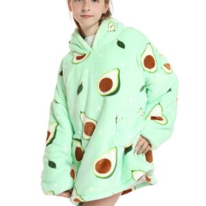 SZCMSM Hoodie Blanket for Kids Boys Girls Oversized Wearable Blanket Sweatshirt with Pockets,Avocado Green