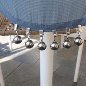 6 Pack Heavy Tablecloth Weights, Stainless Steel Balls with Rust-Resistant Clip, Weights for Curtains, Flags