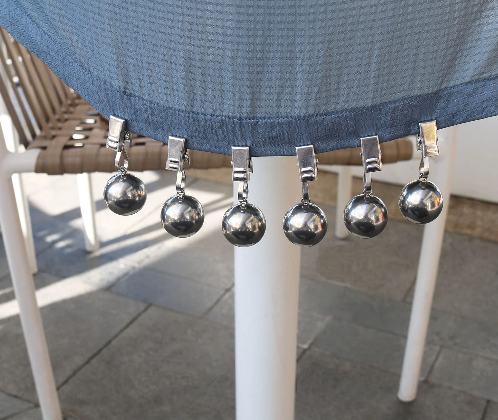 6 Pack Heavy Tablecloth Weights, Stainless Steel Balls with Rust-Resistant Clip, Weights for Curtains, Flags