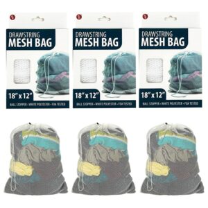 3 heavy duty drawstring mesh laundry bag wash hamper delicates clothes 18 x 12