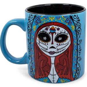 The Nightmare Before Christmas Jack and Sally Day of the Dead Ceramic Coffee Mug | Official Disney Kitchen Accessories | Oversized Cup For Home Kitchen, Holiday Drinkware | Holds 20 Ounces