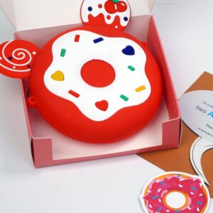 CONTRACONTACT Sweet Kids Purse Donut Bag in Boxes as Gift, Donuts Purses as Kids Toys for Age 3 4 5 Year Old, Doughnut Crossbody as Trendy Stuff (Donut Red)