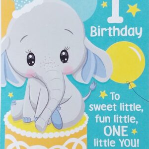 Greeting Card Happy 1st First Birthday with Elephant - To Sweet Little Fun Little One Little You