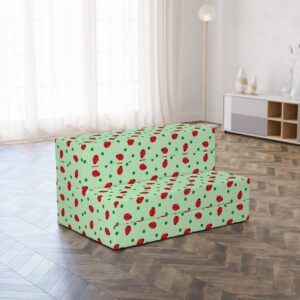 Ambesonne Ladybugs Foldable Mattress, Polka Dots with Insect, 74.8" x 39.4", Green Red Black