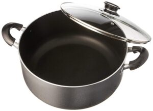 uniware non-stick aluminum stock pot with glass lid,black (10 qt)