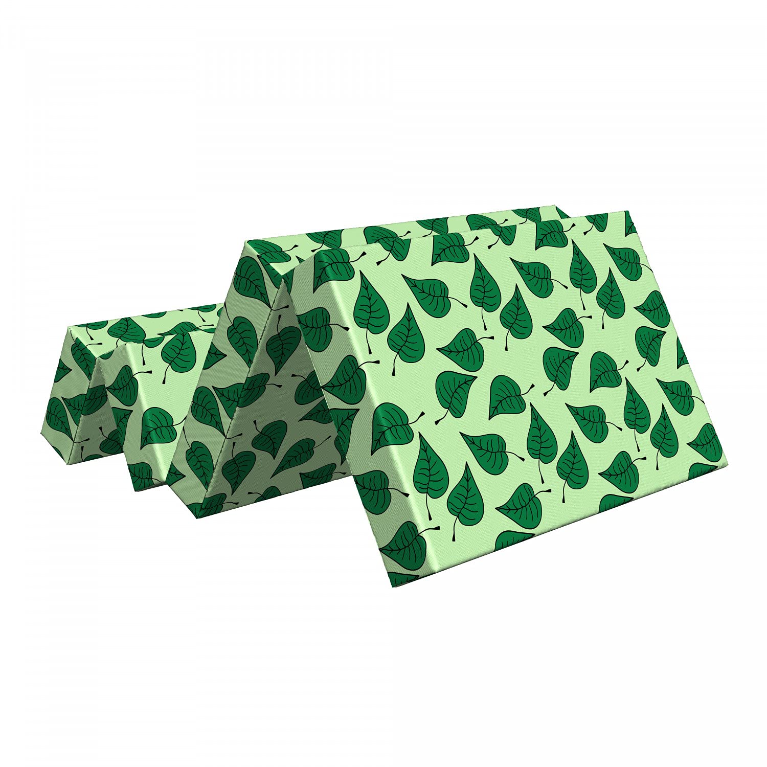 Ambesonne Leaves Foldable Mattress, Composition of Nature, 74.8" x 39.4", Pale Green Fern Green