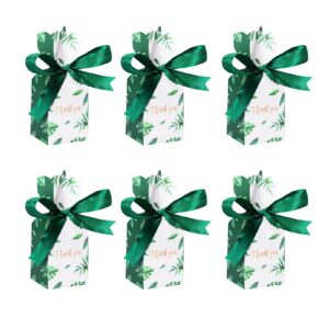 bakbania 50 pieces candy boxes wedding favor boxes green candy gift boxes with ribbons for wedding,bridal,shower,birthday party decoration