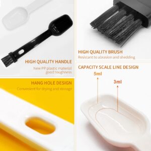 Coffee Spoon with Espresso Grinder Brush 4 PCS 2 in 1 Brush for Cleaning Espresso Machines & Scooping Tea Powder, Coffee Tool for Barista Home Kitchen Café (2 PCS White, 2 PCS Black)