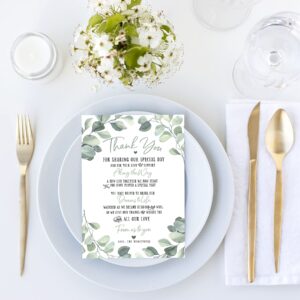 Your Main Event Prints 50 Eucalyptus Wedding Thank You Place Setting Cards - Perfect for Adding to Table Centerpieces and Wedding Decorations for Receptions - Pack of 50 Cards