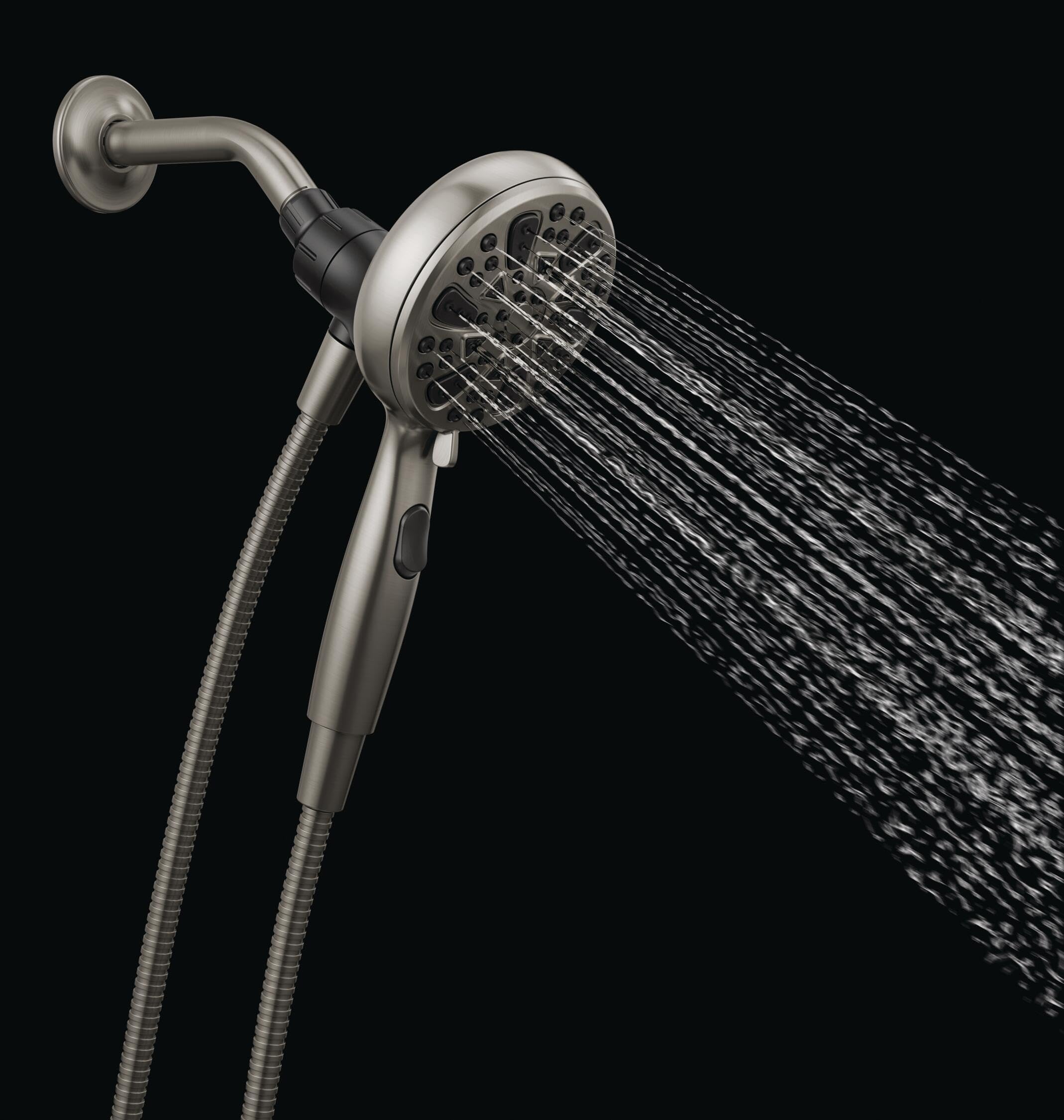 Delta Faucet 6-Setting SureDock Magnetic Shower Head with Handheld Spray, Brushed Nickel Shower Head with Hose, Round Shower Head, Showerheads & Handheld Showers, MagnaTite Docking, Stainless 75609SN