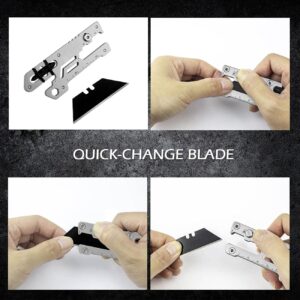 Utility Knife/Box Cutter Multi-Tool Card with Extra 5 Long Life Black Blades