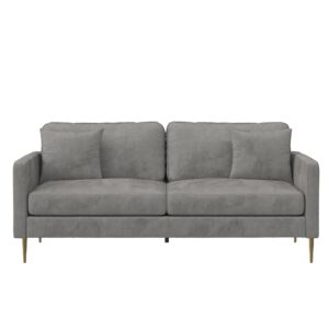 cosmoliving by cosmopolitan highland sofa with pillows, gray velvet