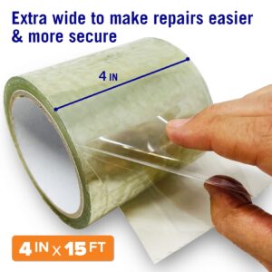 Clear Waterproof Tape for Leaks Thick Heavy Duty Water Proof Tape Sealing Marine Grade Outdoor Pools Gutter Underwater, Stop Leak Seal Tape Waterproof Repair Patch & Seal Sealant 15 Feet x 4 Inches