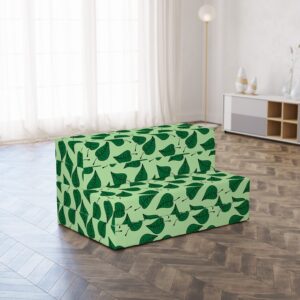 Ambesonne Leaves Foldable Mattress, Composition of Nature, 74.8" x 39.4", Pale Green Fern Green