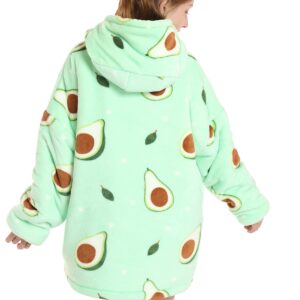 SZCMSM Hoodie Blanket for Kids Boys Girls Oversized Wearable Blanket Sweatshirt with Pockets,Avocado Green