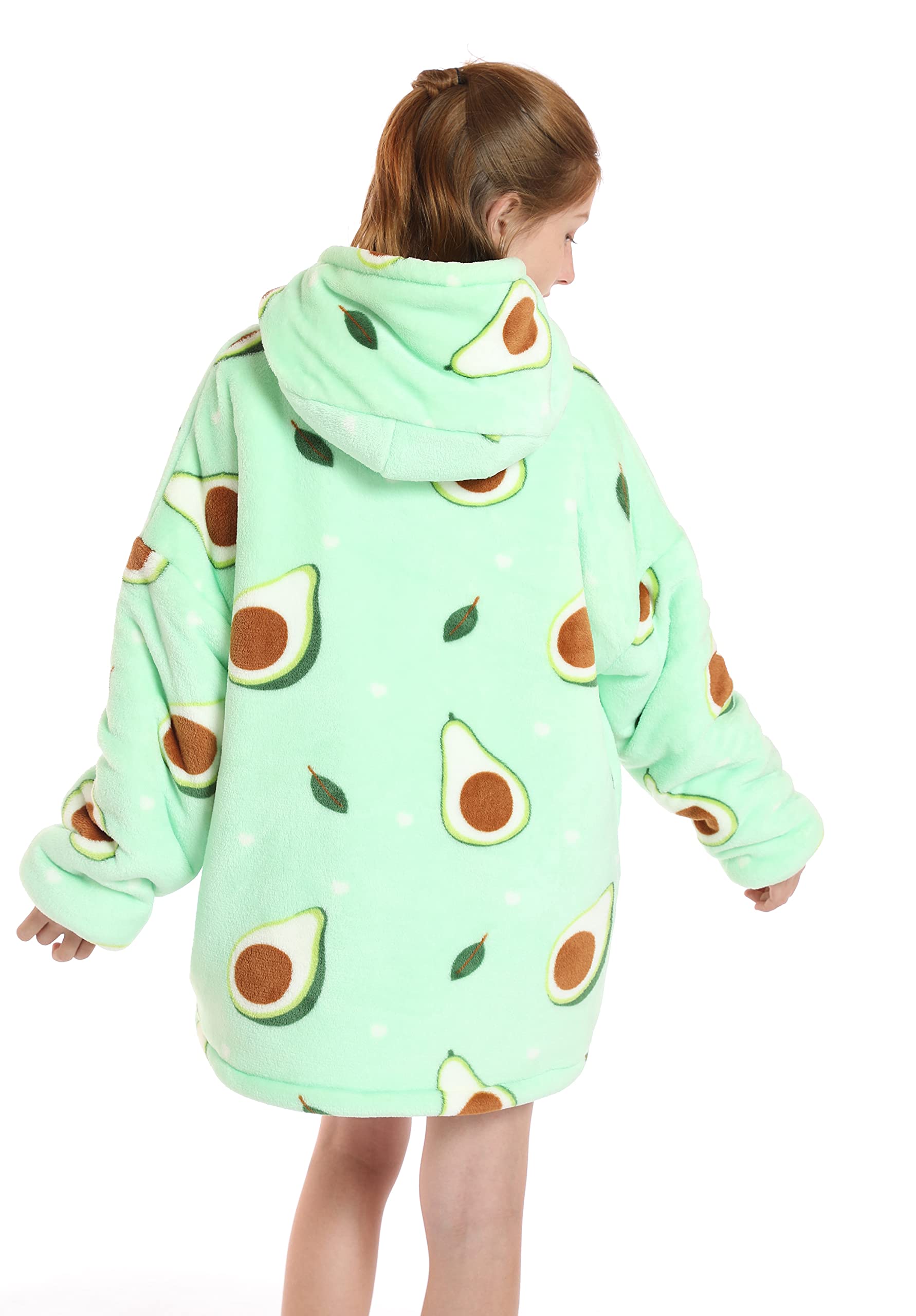 SZCMSM Hoodie Blanket for Kids Boys Girls Oversized Wearable Blanket Sweatshirt with Pockets,Avocado Green