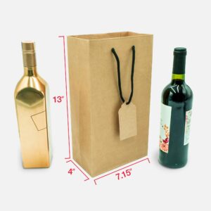 TOHOKU PRIME 2 Bottle Wine Gift Bag, 7.15x4x13 Inch, 24Pcs Double Wine Bottle Gift Bag, 2 Bottle Wine Bag, Wine Gift Bags for 2 Bottles