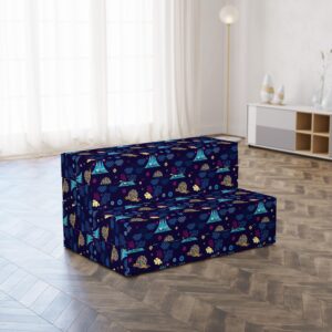 Ambesonne East Foldable Mattress, Japanese Surreal Elements, 74.8" x 39.4", Dark Purple Multicolor