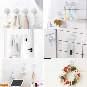 Wreath Suction Cup Hooks for Shower, Elegear Shower Suction Hooks Hold up to 11 lb, 4 Pack Reusable & Waterproof & Clear Shower Hooks, Window Suction Cups with Hooks for Loofah Wreath Bathroom kitchen