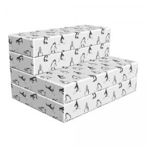 ambesonne penguin foldable mattress, skiing penguins in scarves, 74.8" x 35.4", white black