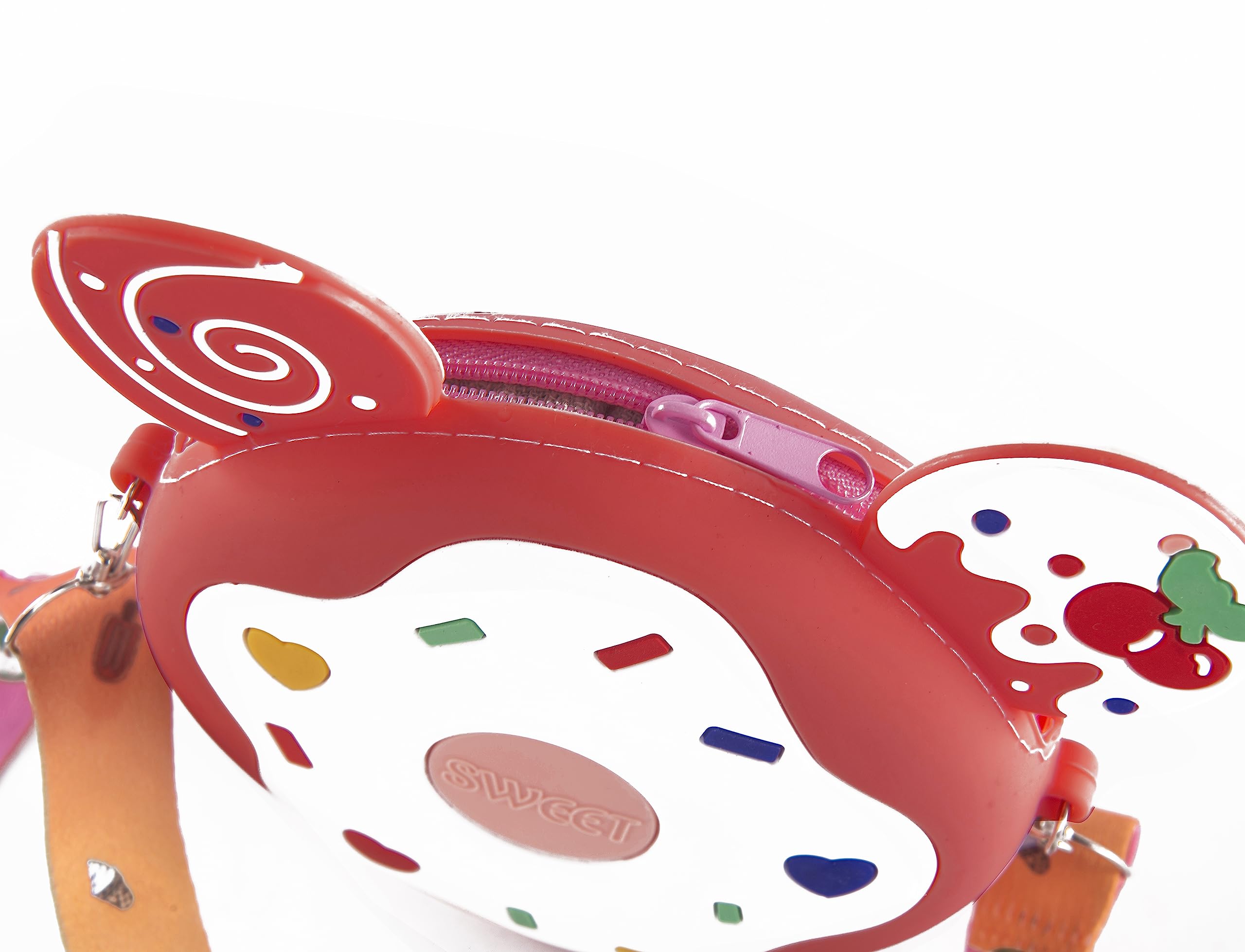 CONTRACONTACT Sweet Kids Purse Donut Bag in Boxes as Gift, Donuts Purses as Kids Toys for Age 3 4 5 Year Old, Doughnut Crossbody as Trendy Stuff (Donut Red)