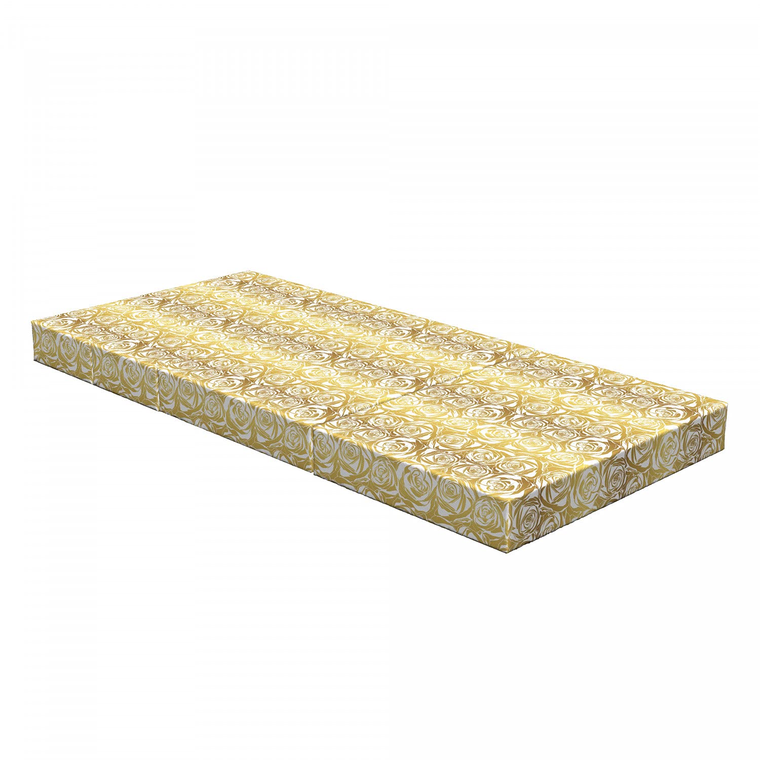 Ambesonne Floral Foldable Mattress, Dreamy Roses Pattern Modern, 74.8" x 35.4", Earth Yellow Coffee