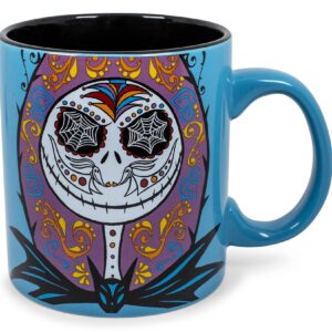 The Nightmare Before Christmas Jack and Sally Day of the Dead Ceramic Coffee Mug | Official Disney Kitchen Accessories | Oversized Cup For Home Kitchen, Holiday Drinkware | Holds 20 Ounces