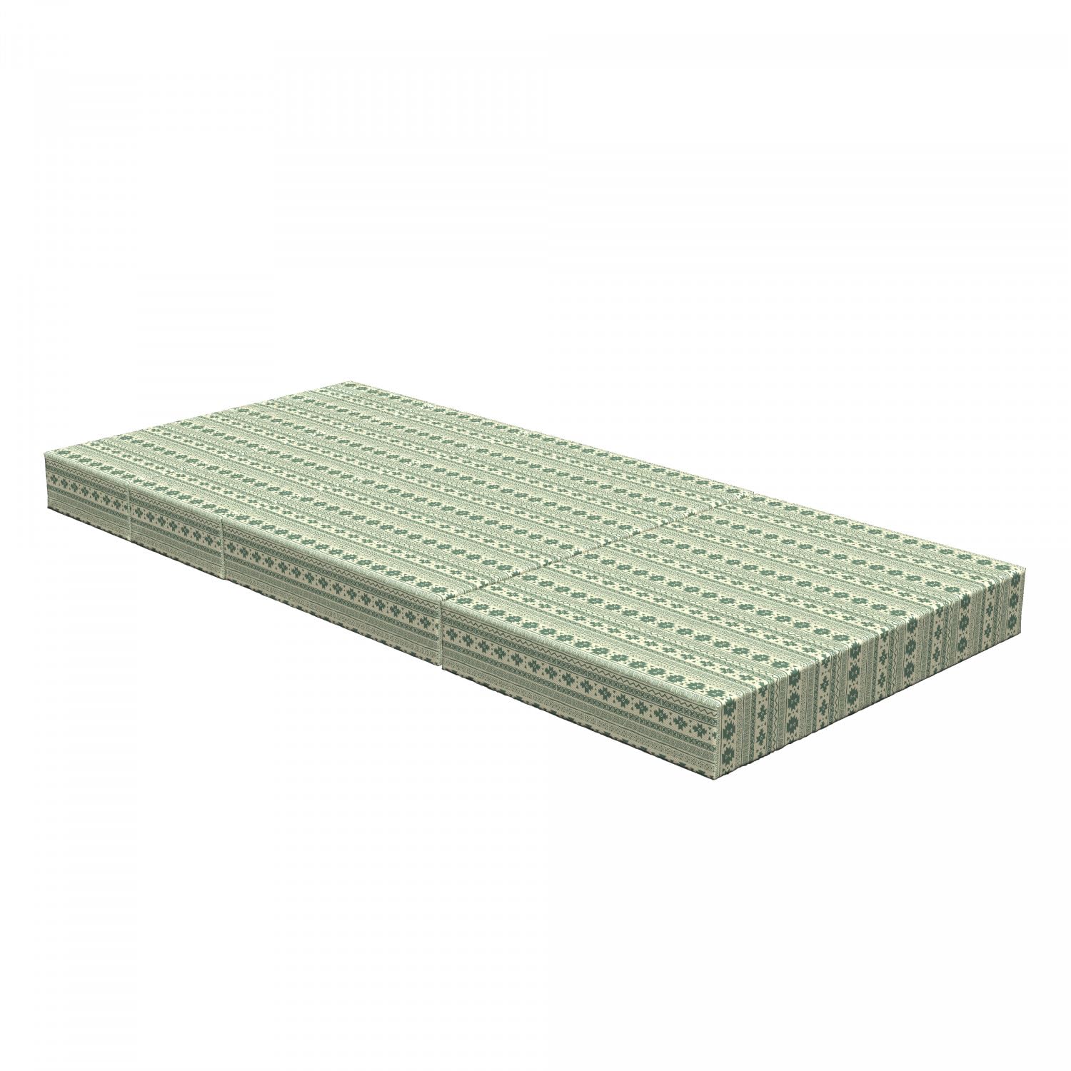 Ambesonne Aztec Foldable Mattress, Tribal National Borders, 74.8" x 35.4", Reseda Green and Beige