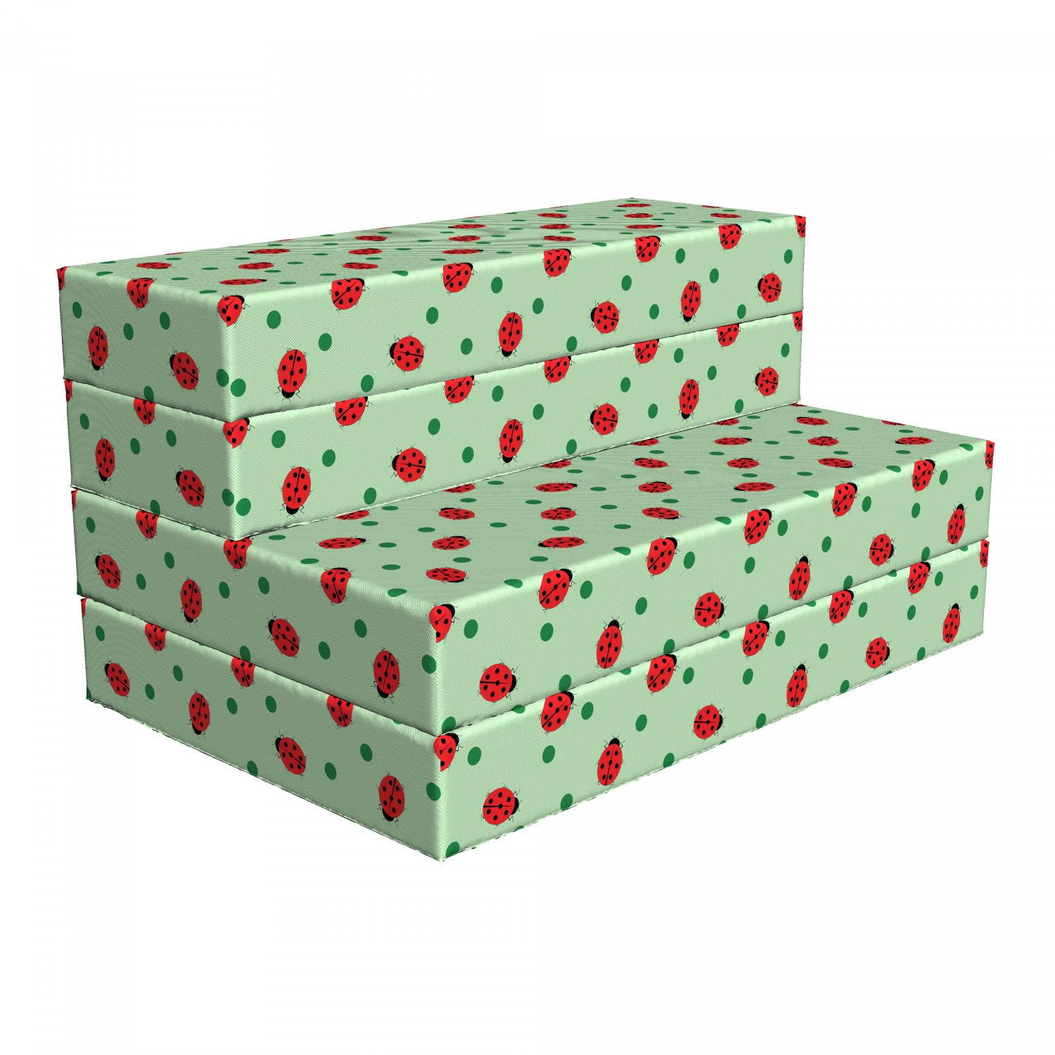 Ambesonne Ladybugs Foldable Mattress, Polka Dots with Insect, 74.8" x 39.4", Green Red Black