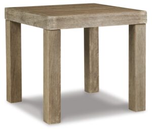 signature design by ashley outdoor silo point eucaluptus patio square end table, brown