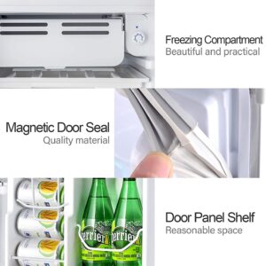 N A 3.2 Cu.Ft Mini Refrigerator Compact Refrigerator-Single Door Small Drink Food Storage Machine for Dorm, Garage, Camper, Basement or Office, Mini Fridge, Stainless Steel (White)