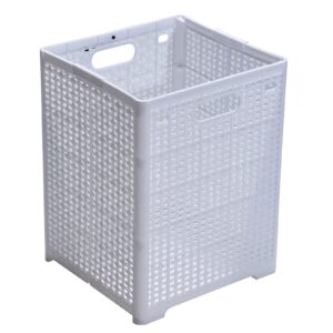 Eslite 42L Collapsible Plastic Laundry Baskets,Foldable Laundry Hamper,Pack of 2 (White)